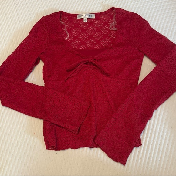 Madden Girl | Tops | Madden Girl Red Lace Blouse | Poshmark